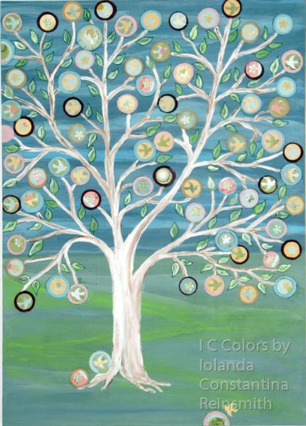 Happy Tree of Life; Blooms and Birds by I C Colors by Iolanda ...