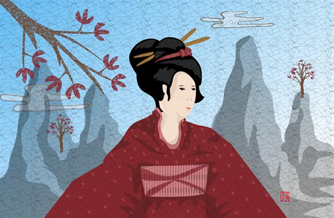 Maiden with Japanese Maple by elledeegee